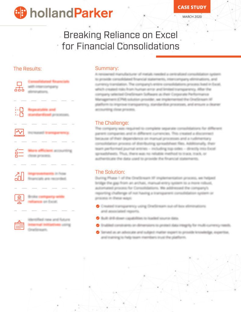 HollandParker Client Case History | Renown Specialty Manufacturer