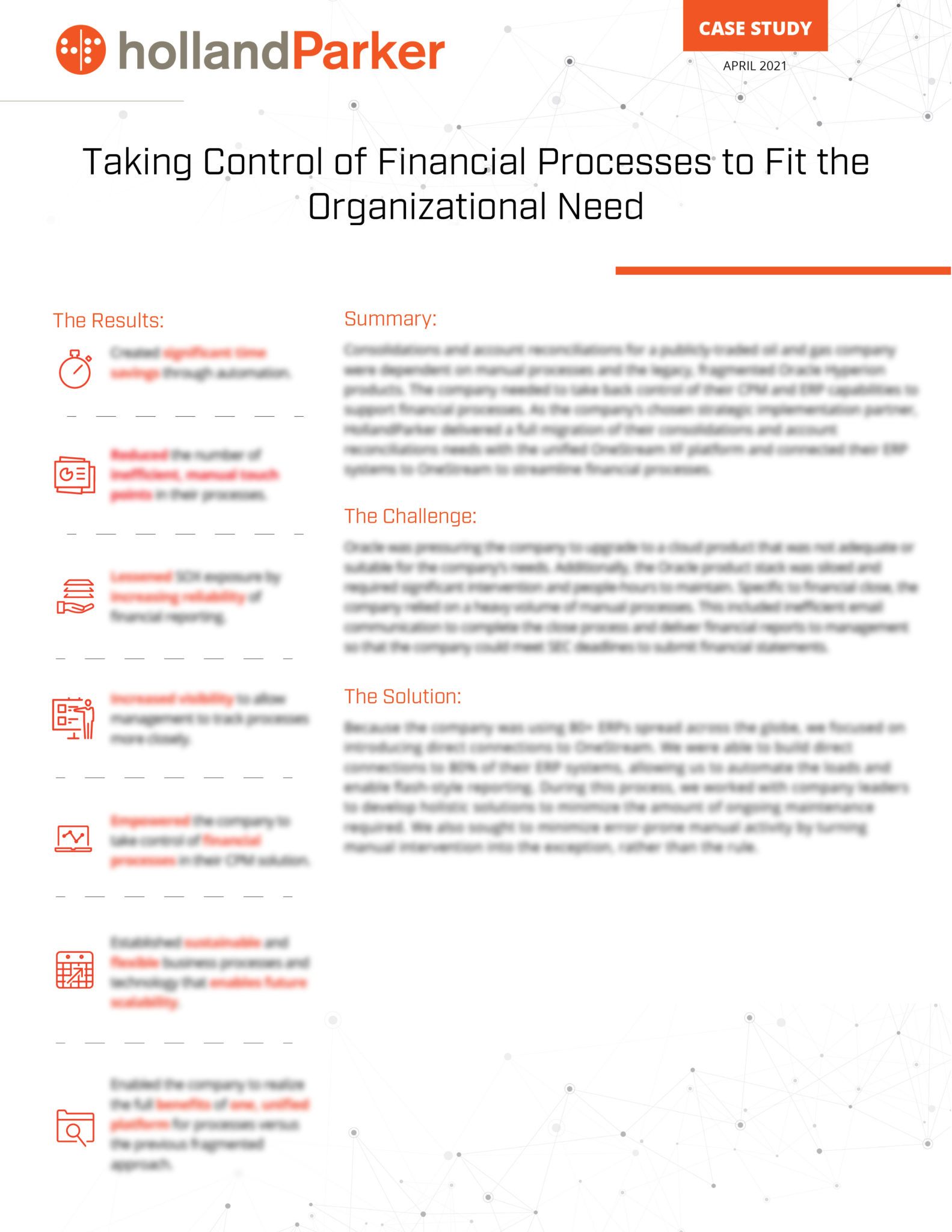 HollandParker Client Success History | Global Oil & Gas Leader